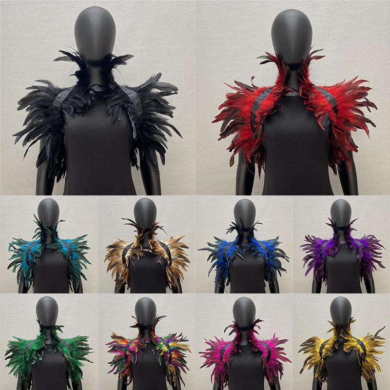Natural Feather Cape Costume Gothic Shawl Shrug Collar Feather Cloak ...