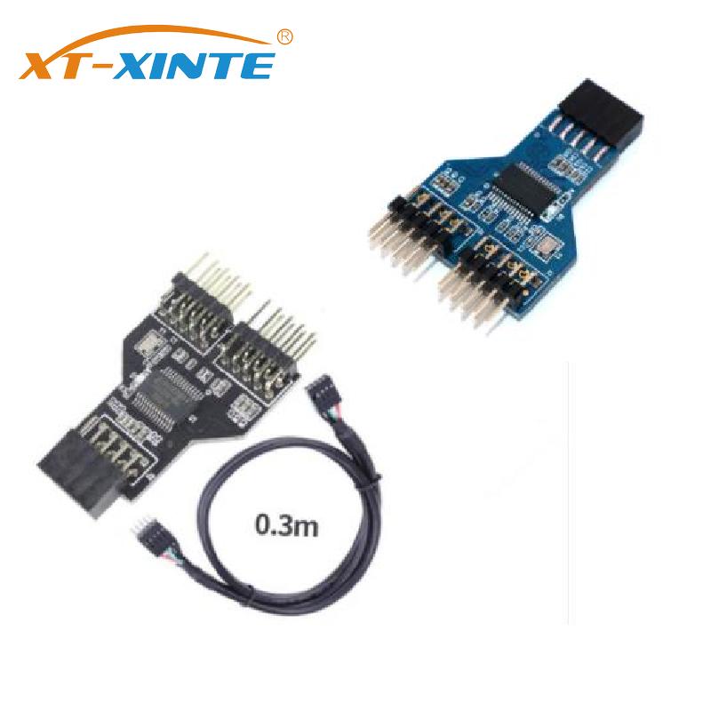 XT-XINTE 9 Pin USB Header Female 1 to 2 Male Board 9-Pin USB HUB USB 2. ...
