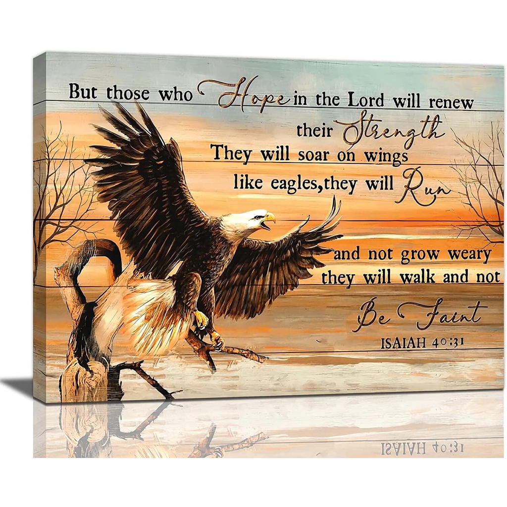 Bald Eagle Motivational Wall Art Bible Verse Canvas Prints Pictures ...