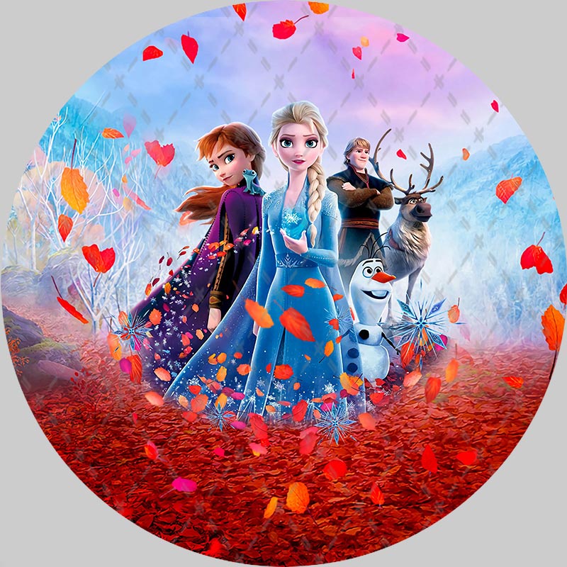 Frozen Princess Round Birthday Backdrop For Photography Baby Shower ...