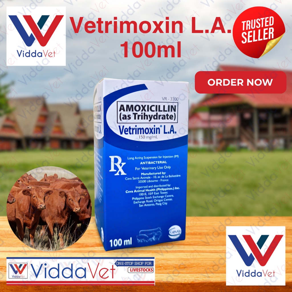 Vetrimoxin 100ml amox la 15 percent from Ceva France for animal pig ...