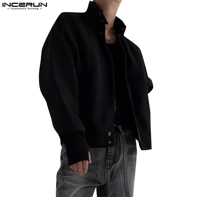INCERUN Men Korean Fashion Solid Color Casual Long Sleeve Daily Jackets ...