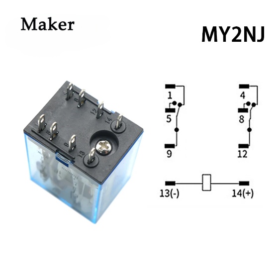 MY2NJ MY4NJ DIN Rail Small Electromagnetic Relay Coil Power Relay DC12V DC24V AC24V AC220V with ...