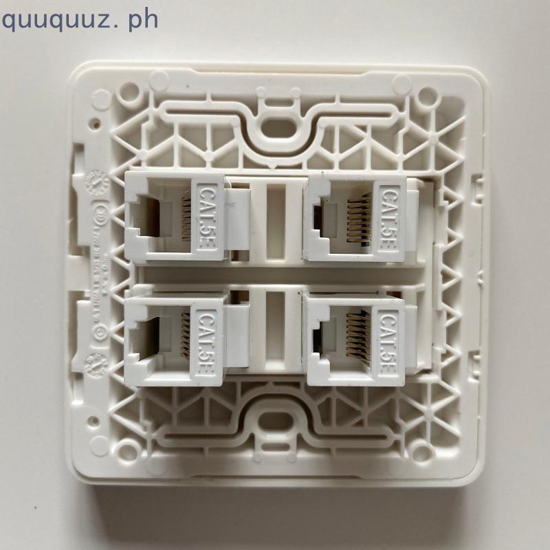 QUU 86x86mm Female To Female CAT5E Gigabit 4-Port Wall Plug RJ45 Cat6 ...