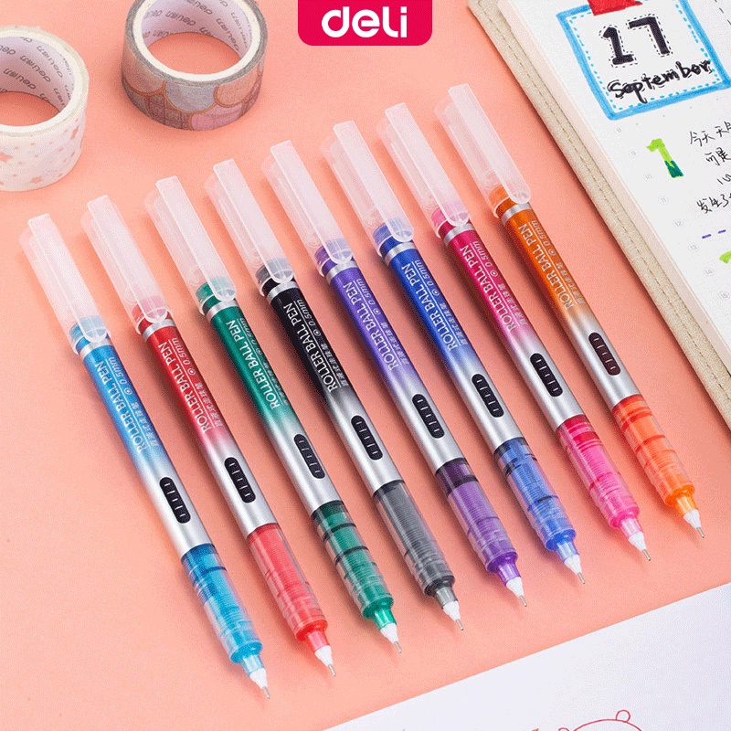 Deli 8 PCS/Box Straight Liquid Gel Pen Set Different Color 0.5mm Roller ...