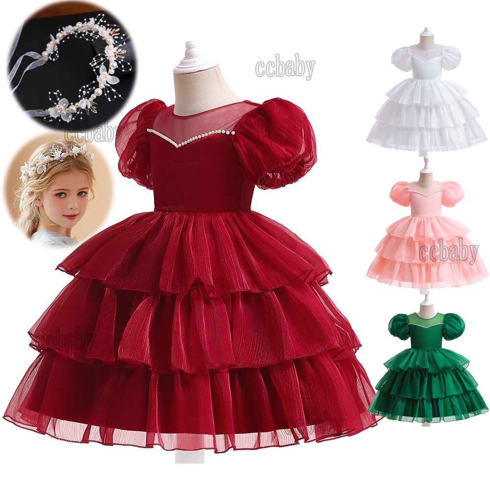 Flower Kids Dress for Girls 3 4 5 6 7 Year Old Ruffle Multilayer Cake ...