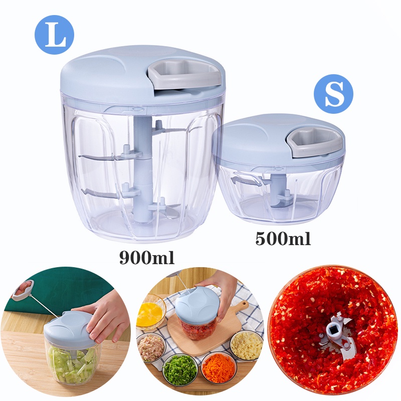 500ml/900ml Manual Food Chopper With Rope Pounding Garlic Cutting ...