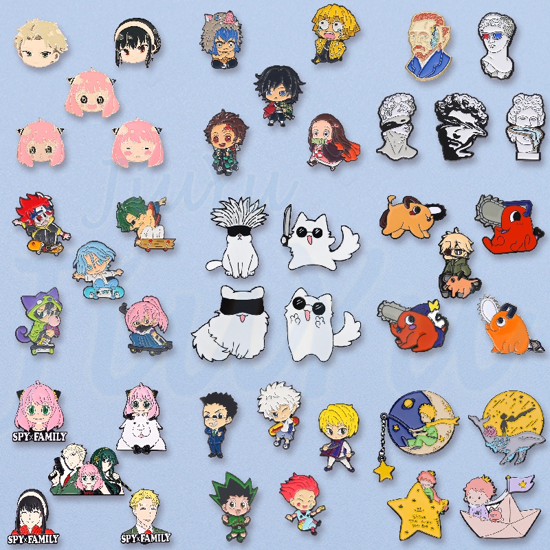 3-5pcs/set Anime Enamel Pins Chainsaw Man Demon Slayer Brooches Lapel ...