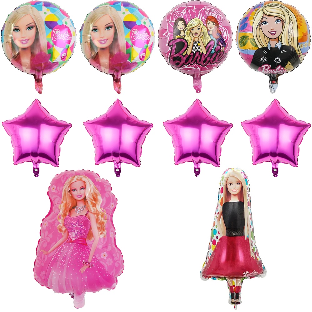 10pcs Barbie Balloon Set Pink Girl Balloons for Princess-Themed ...