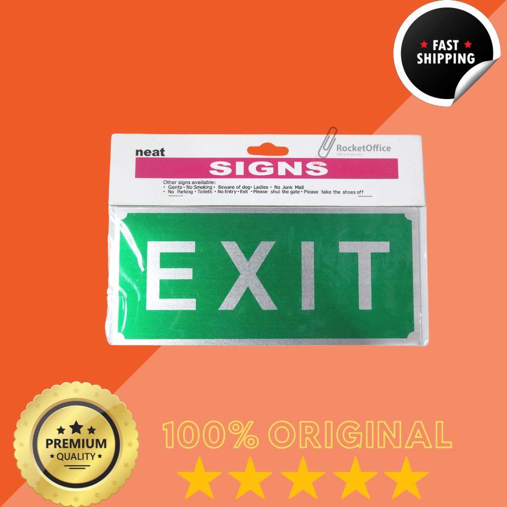 EXIT SIGN - Aluminum Metal Plate w/ Adhesive Sticker Signage | Shopee ...