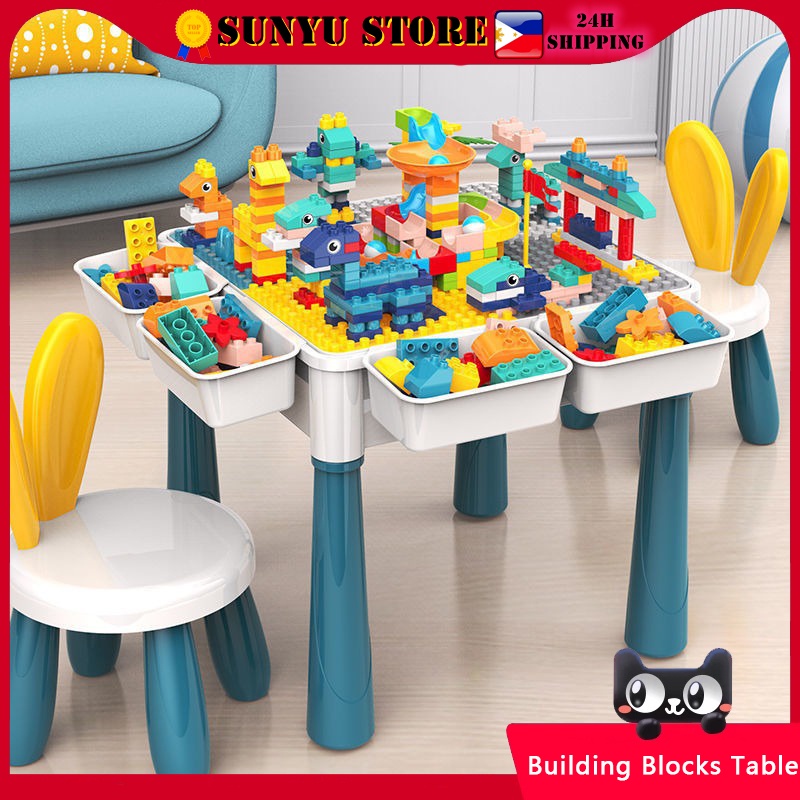 Big Building Blocks Table with Chair and Blocks Kids Table and Chair ...