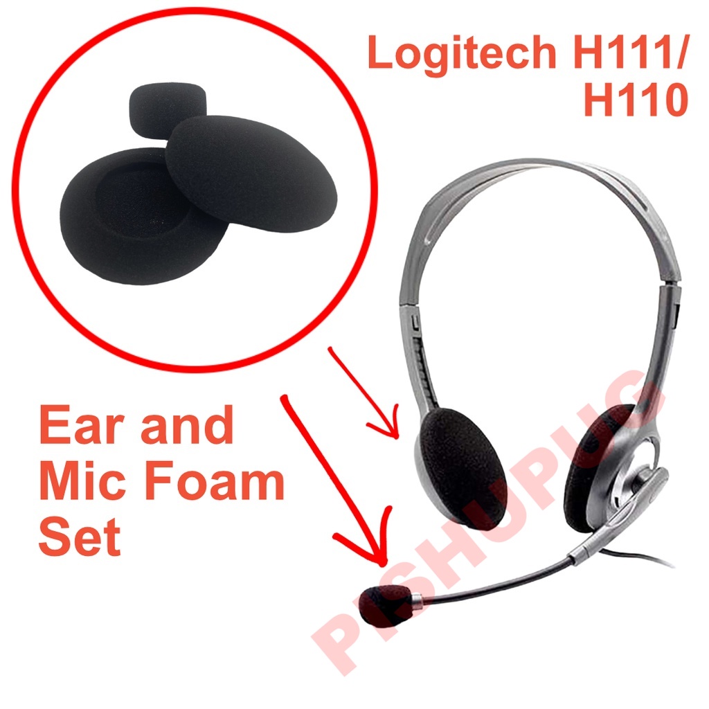 Logitech H111 / H110 Ear foams and Mic Foam Set Sponge Microphone foam ...