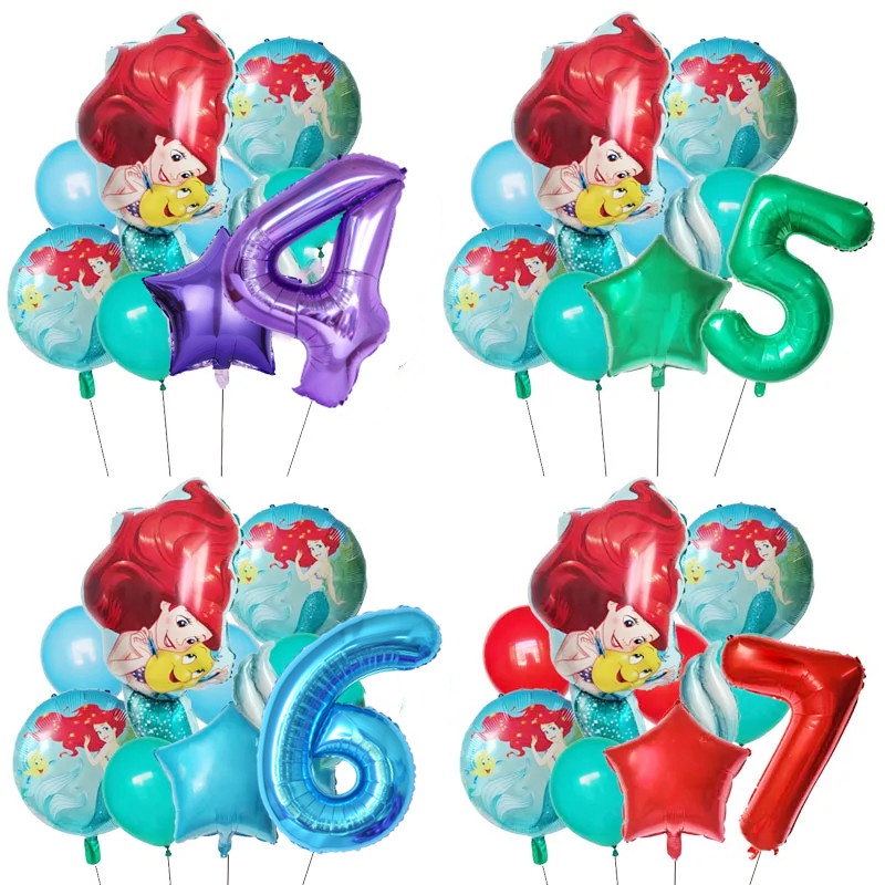 Disney Theme Mermaid Ariel Foil Balloons 32inch Purple Green Blue Red ...
