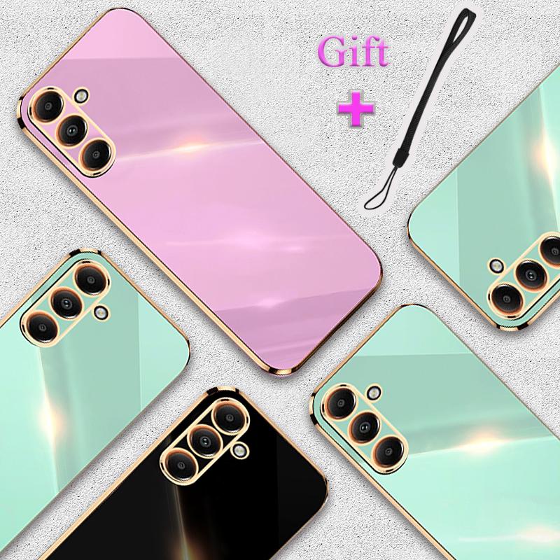 For Samsung Galaxy A05S Phone Case Straight Gold edge TPU Plating Casing Silicone Soft Case ...