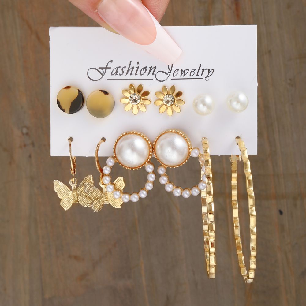 Retro Gold Hoop Earrings for Women Hypoallergenic Piercing Earring Set ...