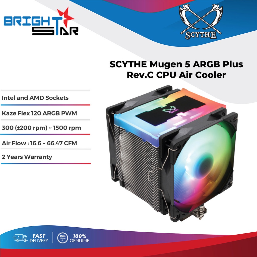 SCYTHE Mugen 5 ARGB Plus Rev.C CPU Air Cooler for Intel and AMD Sockets ...