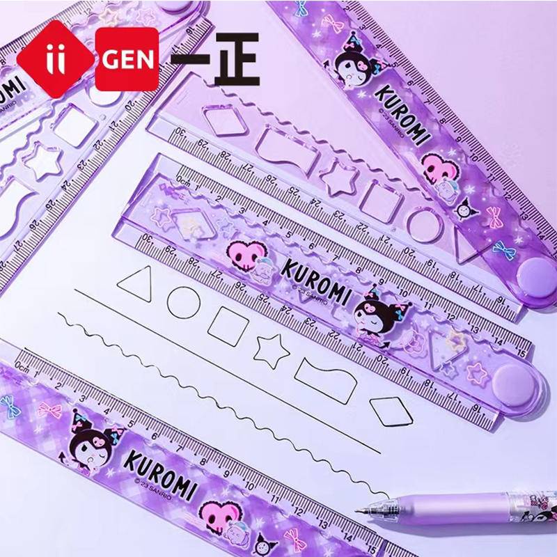 1 Pieces Cute Sanrio Kuromi 30cm Folding ruler Cute Animal Plastic Straight Rulers School Office ...