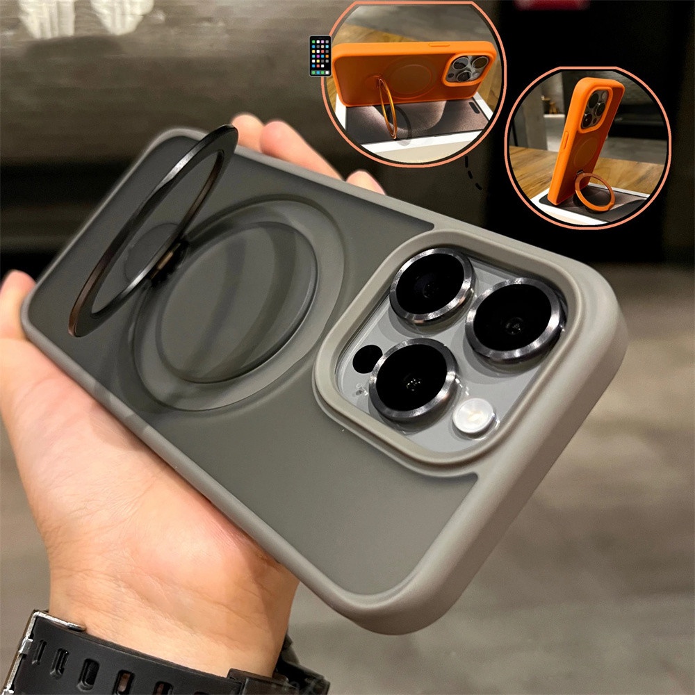 Matte Magnetic Phone Bracket Holder Stand Case For iPhone 15 14 11 12 ...