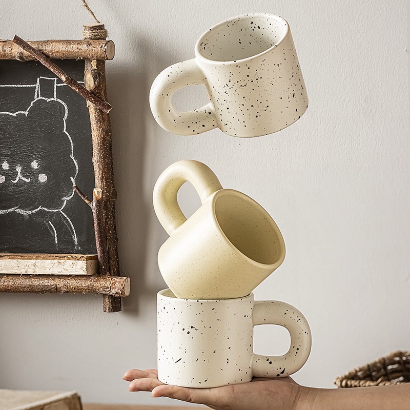 Kitchen Plus Ceramic Coffee Mug with chubby Handle for Coffee, Tea and ...