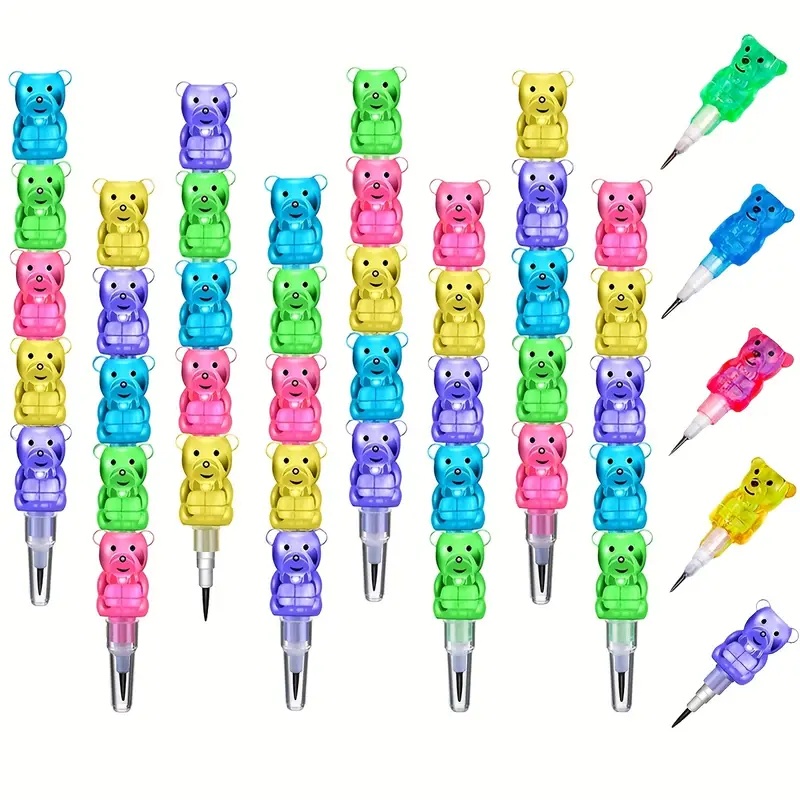 3/5/15pcs Stackable Pencils Stacker Swap Pencils Plastic Bear Pencils 5 ...