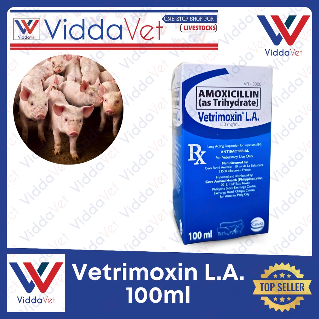 Vetrimoxin 100ml Viddavet amox la 15 percent from Ceva France for ...
