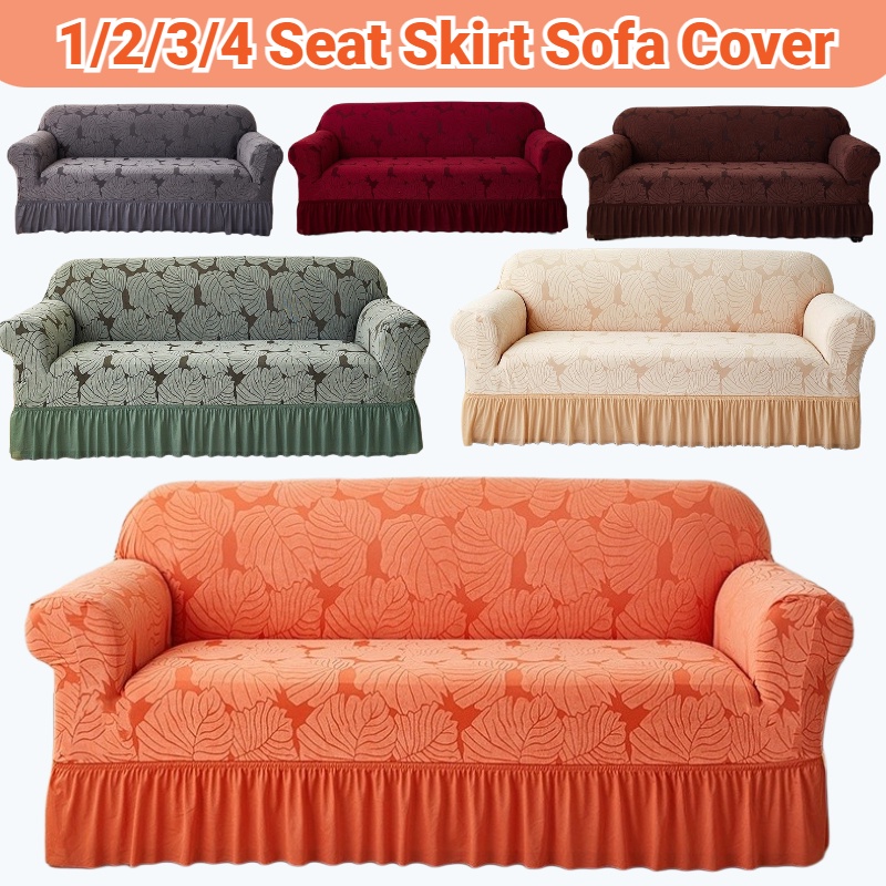 1/2/3/4 Seat Skirt Sofa Cover European Style Jacquard L-shaped ...