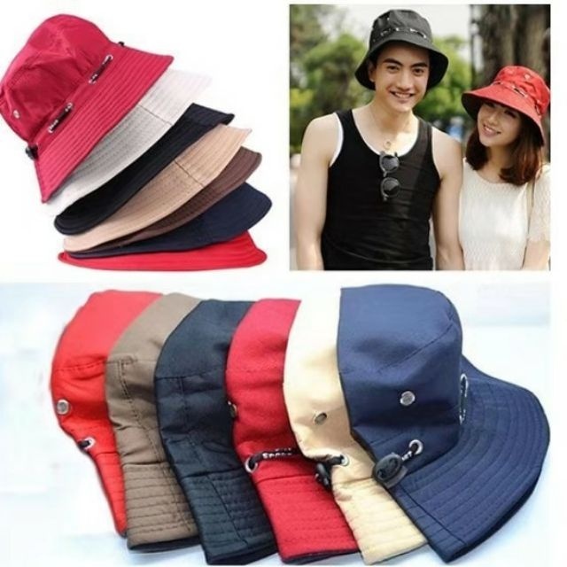 PLAIN WAWAY HAT WITH TIE (UNISEX) | Shopee Philippines