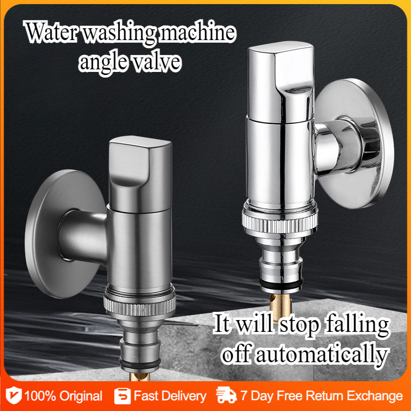 Stainless Steel Washing Machine Faucet Automatic Water Stop Valve Snap ...