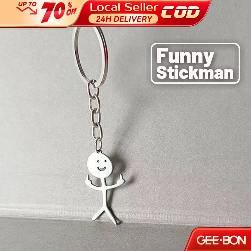 GEEBON Funny Doodle Stickman Pendant Key Chain Hip-hop Jewelry Middle ...