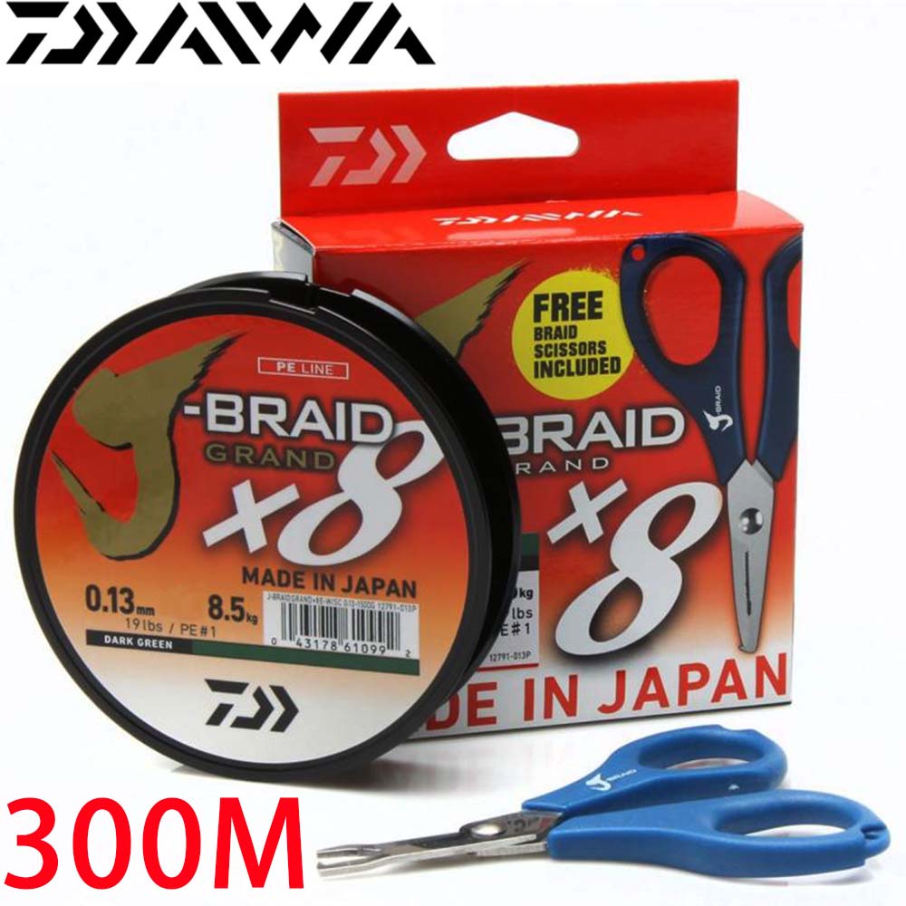 DAIWA J-BRAID GRAND 8 Braided Fishing Line with Free Braid Scissors ...