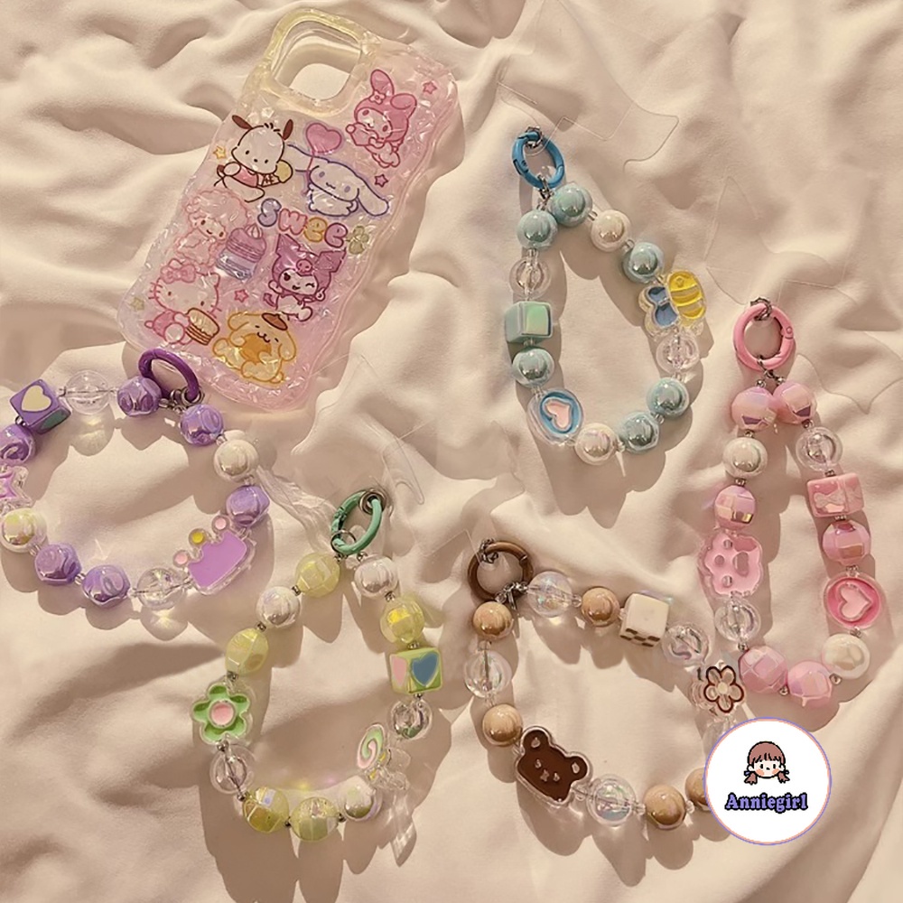 Colorful Bead Bracelet Mobile Phone Lanyard Anti-Lost Phone Charm Strap ...