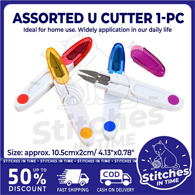 ST Yarn Shear Plastic Handle Safety Cover Scissors Portable Cutter Mini ...