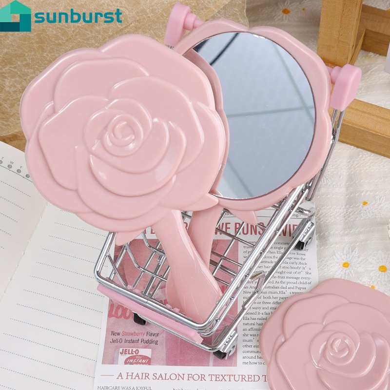 Travel Protable Hand-held Makeup Mirror / Vintage Rose Handheld Vanity ...