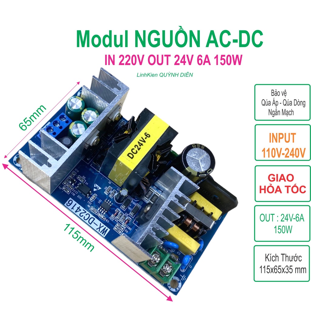 Ac-dc Power Supply Module Ac 110-240v To Dc 24v 6A 150w - Quynh Dien ...