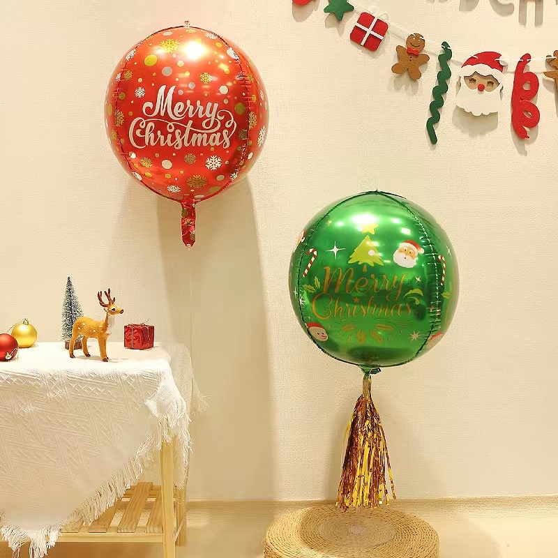 Christmas Large Balloons 22 Inches 360 Degree Round Balloons Metallic ...