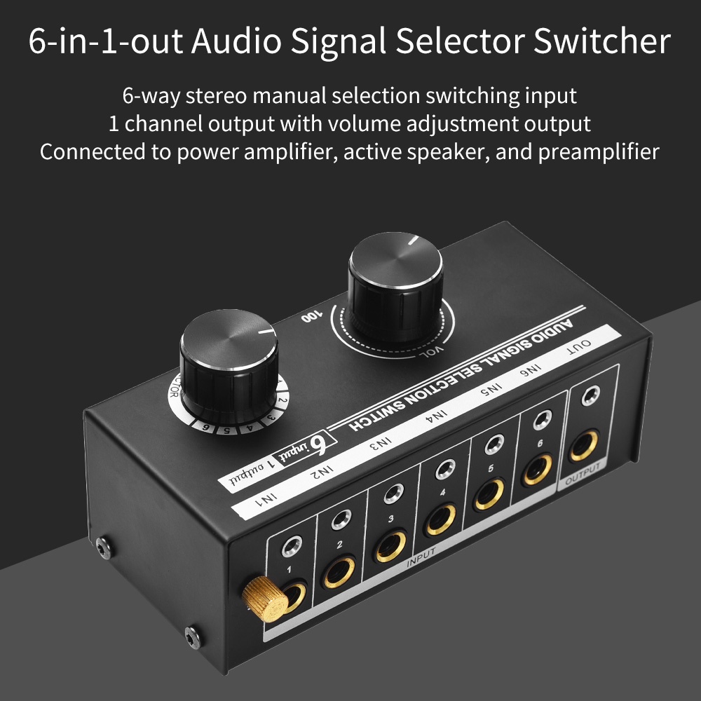 6 In 1 Out Audio Signal Selector Switcher 6 Input And 1 Output Source Selection Switcher Audio