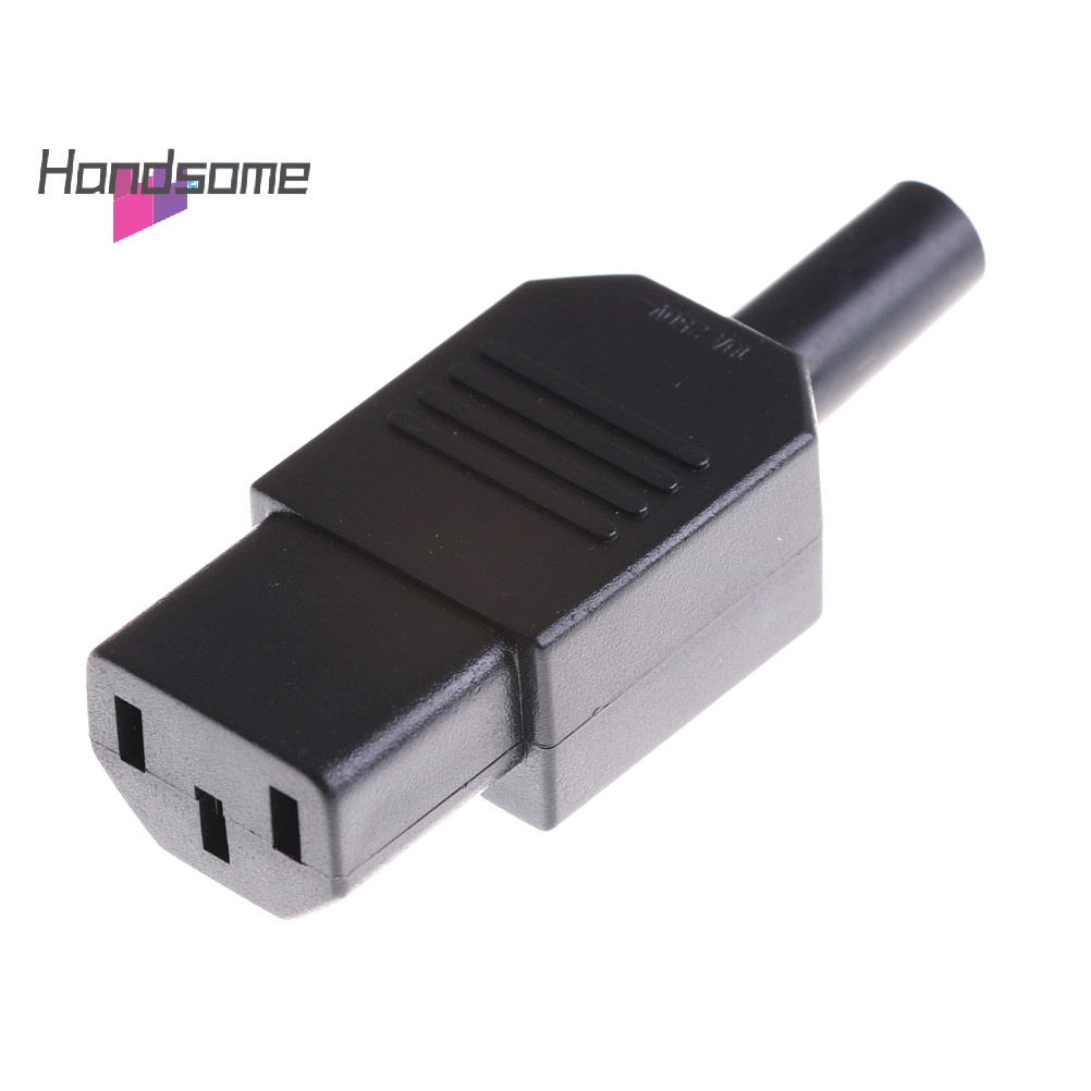 Handsome- Black 3pin Socket 10A /250V IEC 320 C13 Female Plug Rewirable Power Connector NEW ...