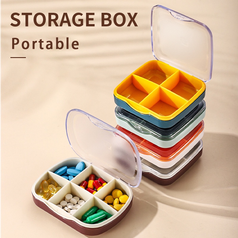 Portable Pill Container with 6 Compartments: Sleek and Secure Medicine ...