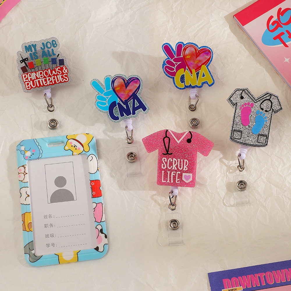 Acrylic ID Badge Buckle Student School Card 360 ° Rotatable Nameplate ...