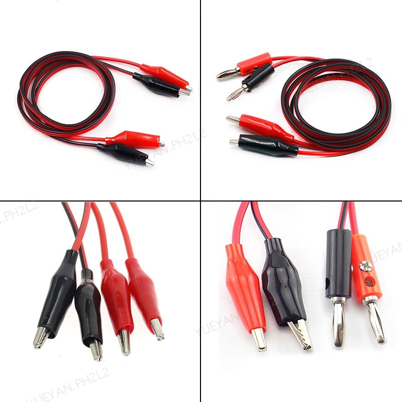 DIY Clip Test Lead Alligator Clips to 4mm Banana Test Lead Cable Double ...