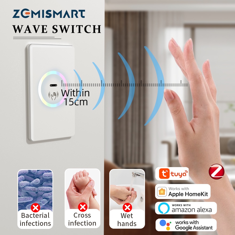 Zemismart Zigbee Switch Non-contact Hand Wave Light Switch,Touchless ...