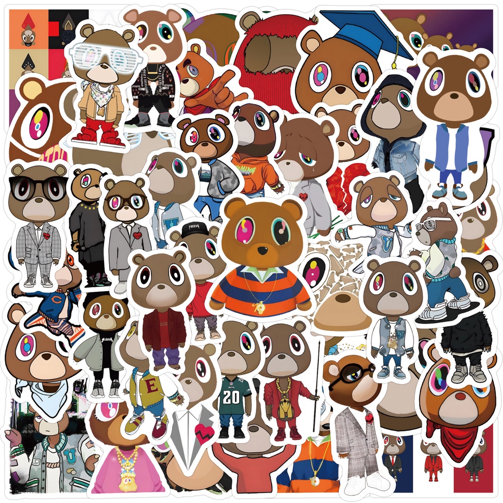 Y&P| Kanye West Dropout Bear Stickers Set Cartoon Graffiti Waterproof ...