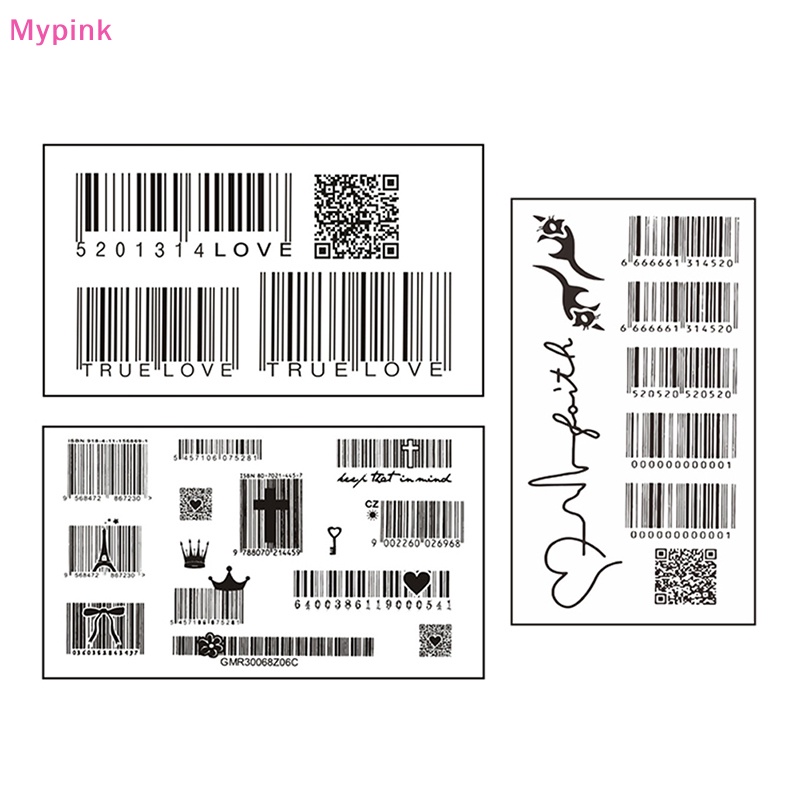 Mypink 1 Sheet Temporary Tattoos 3D Barcode Party Costume Trick Skin ...