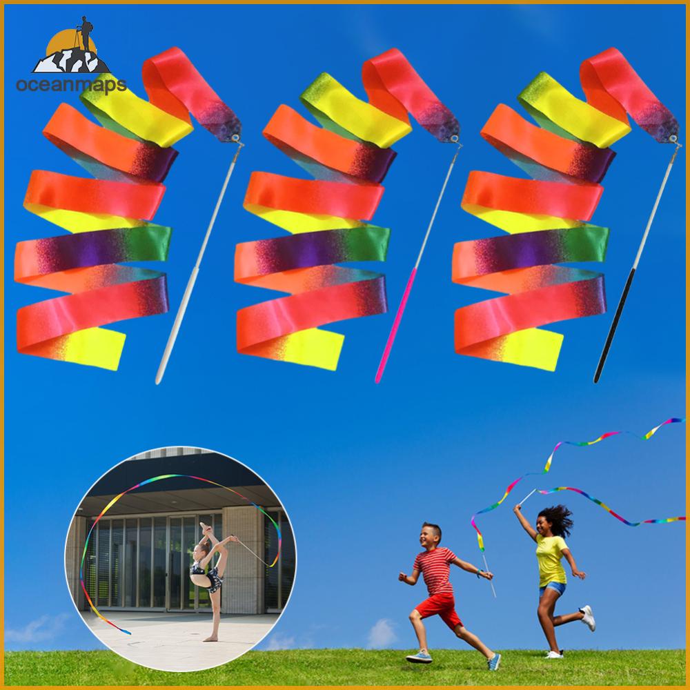 OCE! 2M Dance Ribbon Stage Show Prop with Twirling Stick Rhythmic Dance ...