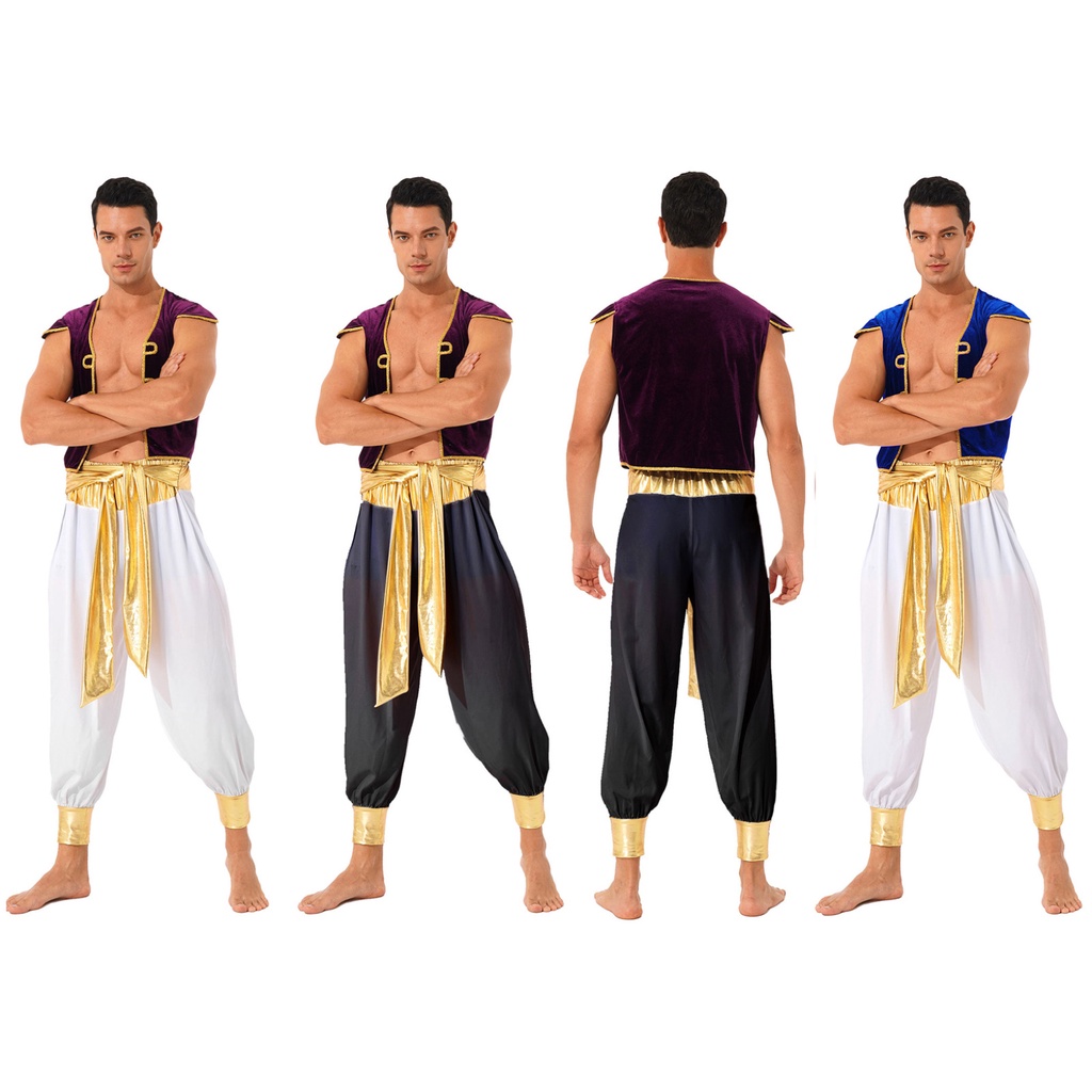 Men Arabian Prince Role Play Costume Halloween Fancy Dress Ball Outfits ...