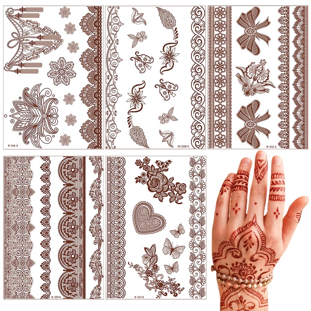 Waterproof Temporary Tattoo Sticker Indian Henna Lace Hand Tattoo ...