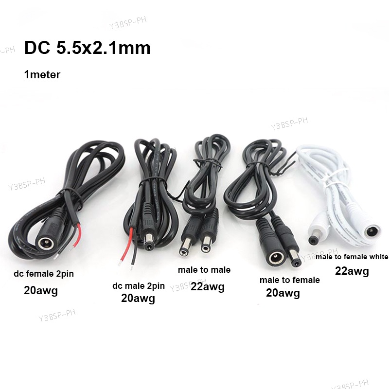 5.5mm x 2.1mm DC male to female male 2pin wire Extension Cable 1m Jack ...