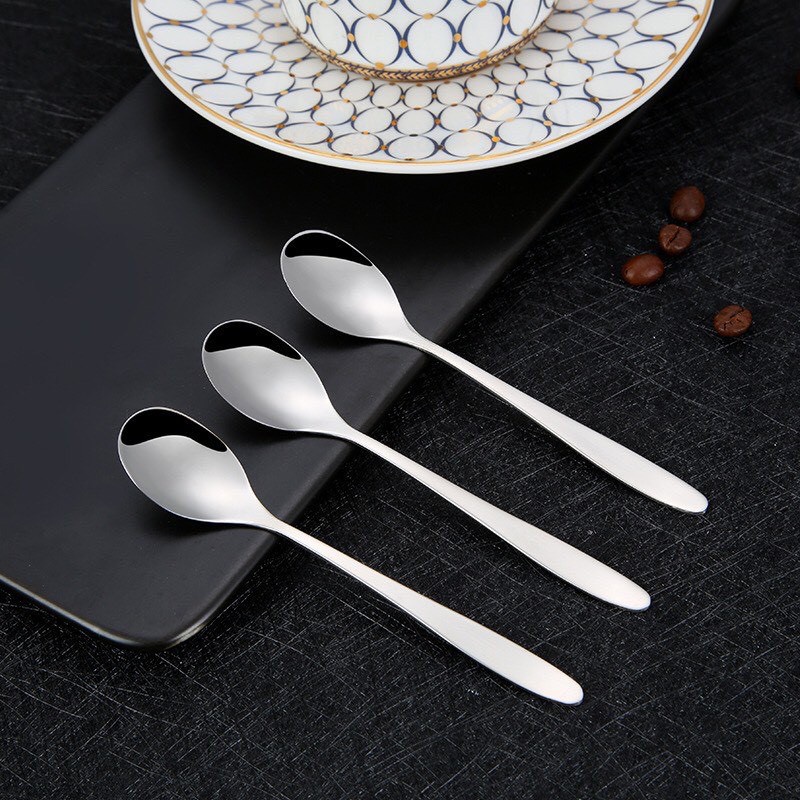 Thai Shop 12cm Stainless Steel Tea Spoon Good Quality Thick Type Korean ...
