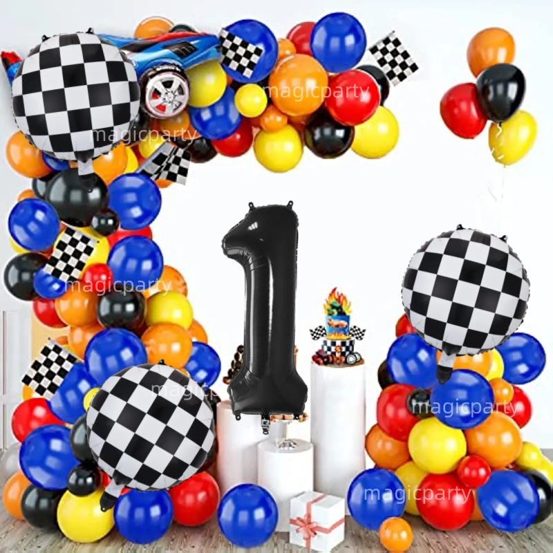 Racing Car Theme Balloon Garland Arch Kit 18Inch Roundball Black 32Inch ...