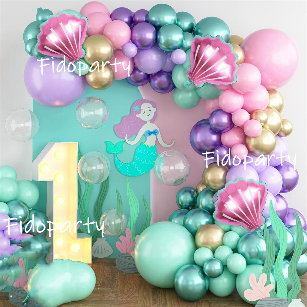 Mermaid Theme Shell Balloon Arch Kids Girl Birthday Decoration Baby ...